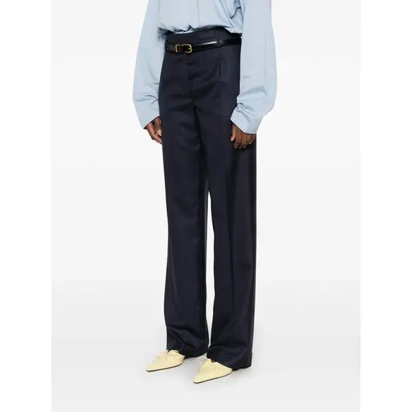 Prada Pleated Belted Trousers - Blue