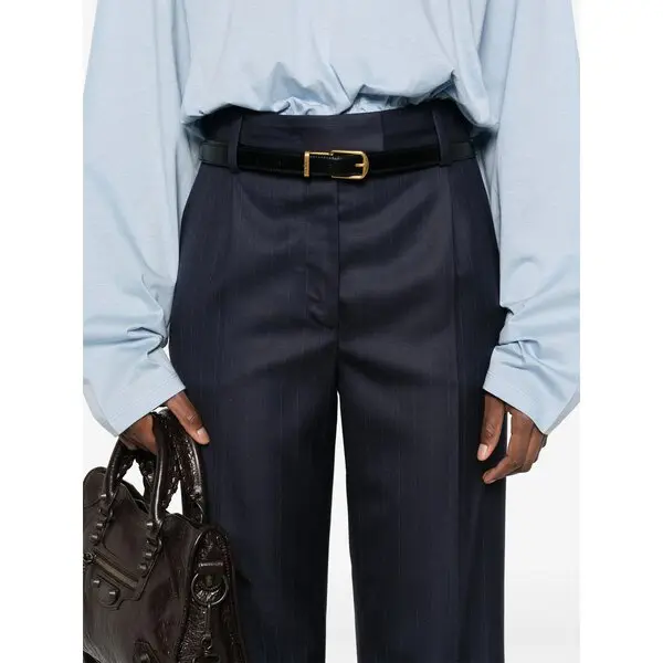 Prada Pleated Belted Trousers - Blue