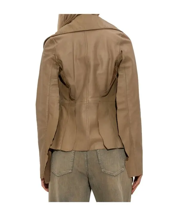 DIESEL® Button-fastening Flared Leather Jacket
