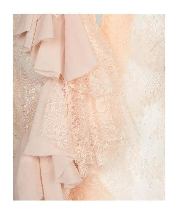 Alberta Ferretti Long Sleeve Lace Blouse With Ruffles