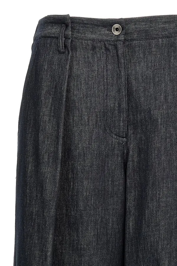Brunello Cucinelli Pleated Wide-leg Pants With Monile Detail - Black