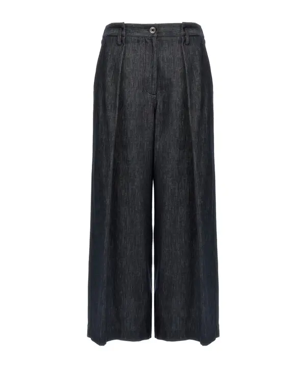 Brunello Cucinelli Pleated Wide-leg Pants With Monile Detail - Black