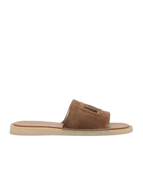 Dolce & Gabbana Cut-out Dg Logo Sliders - Brown