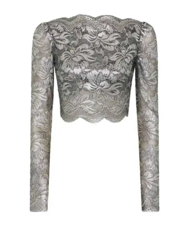 Rabanne Lace Detailed Cropped Top
