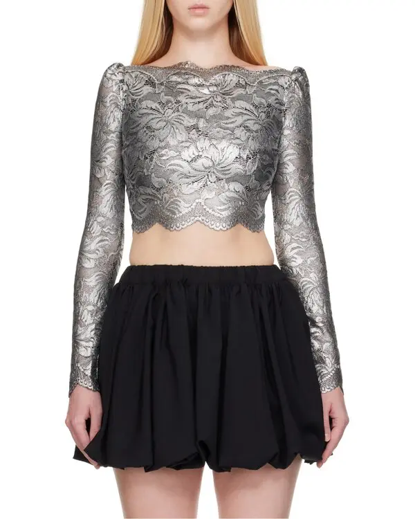 Rabanne Lace Detailed Cropped Top