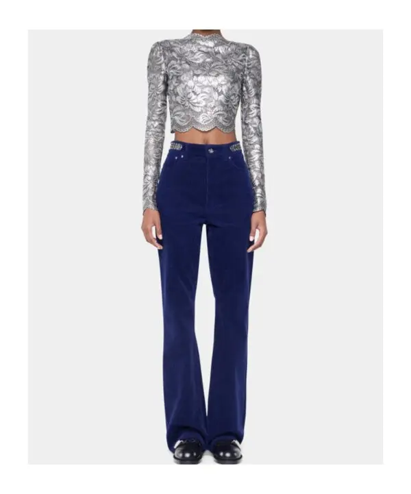Rabanne Lace Detailed Cropped Top