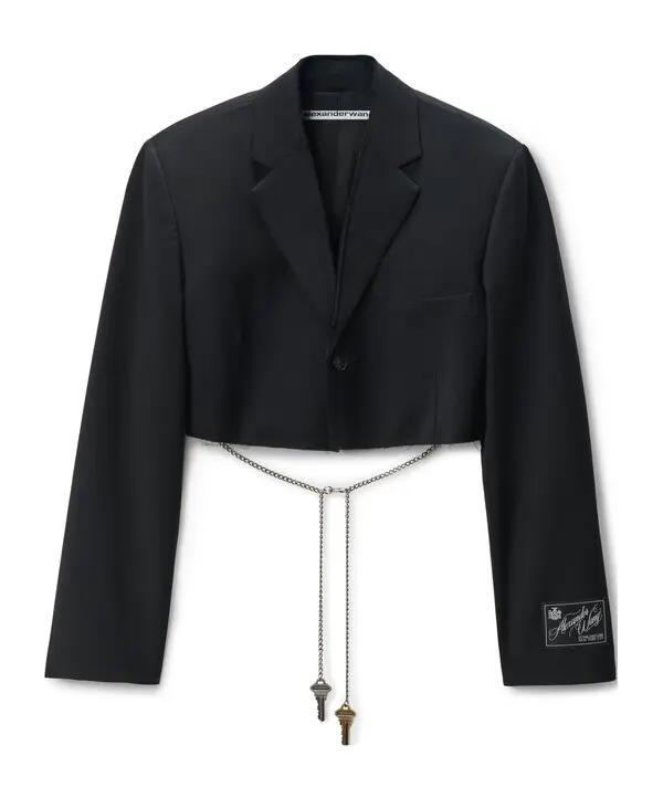 Alexander Wang Cropped Long-sleeve Blazer With Chain Detail