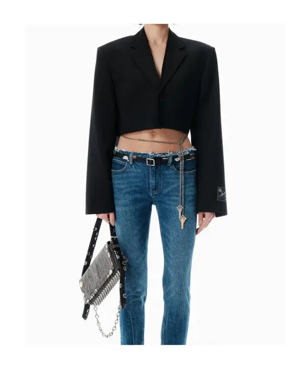 Alexander Wang Cropped Long-sleeve Blazer With Chain Detail