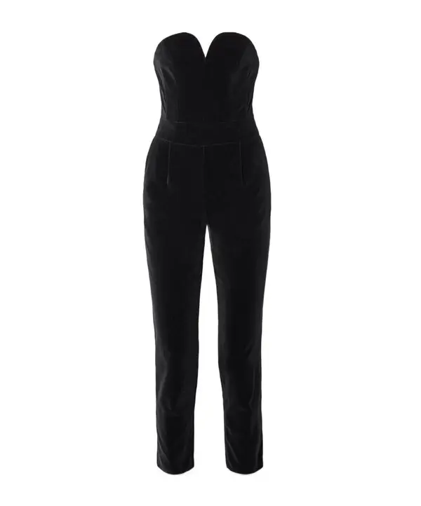 BLAZÉ MILANO Clyde Strapless Velvet Jumpsuit - Black