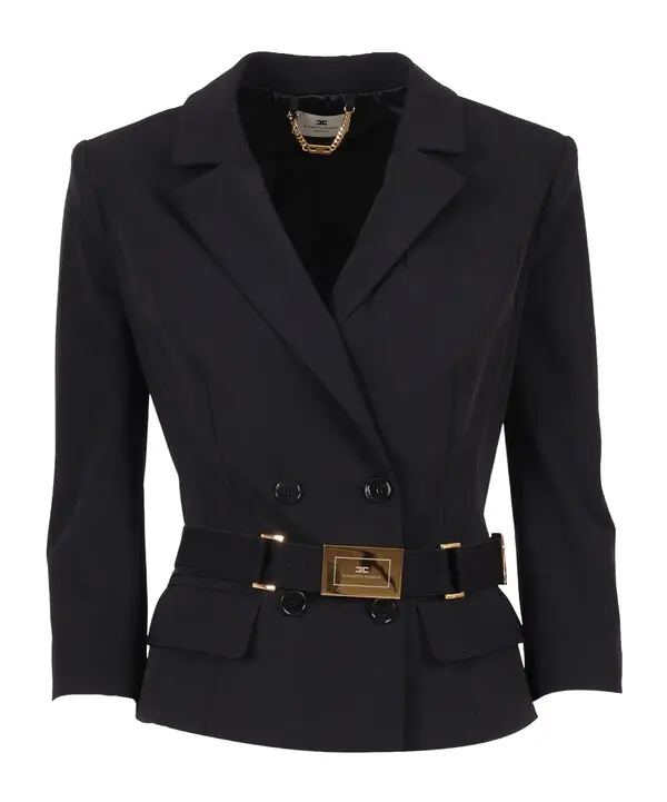 Elisabetta Franchi Belted Fitted Blazer - Black