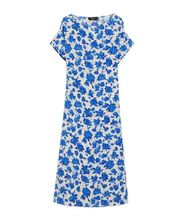 Max Mara Crêpe De Chine Printed Dress - Blue