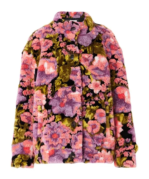 Dries Van Noten Shearling Jacquard Jacket - Pink