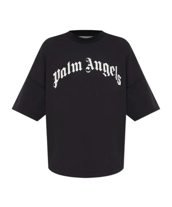 Palm Angels Curved Logo Printed T-shirt