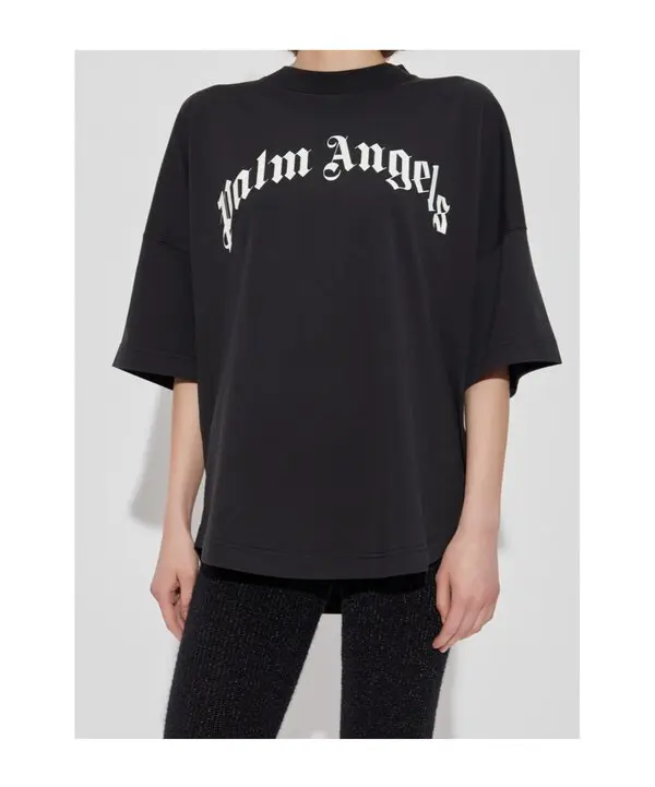Palm Angels Curved Logo Printed T-shirt