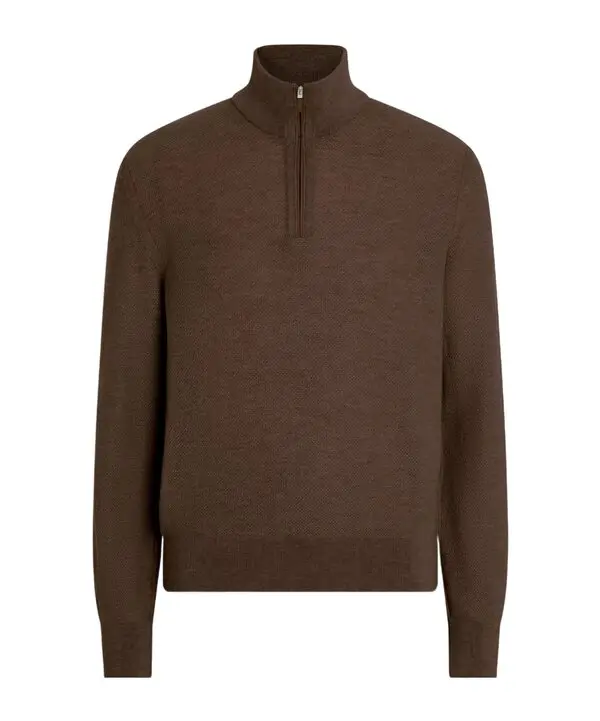 Zegna Long Sleeve Zip-up Jumper - Brown