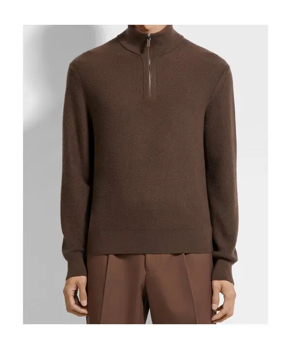 Zegna Long Sleeve Zip-up Jumper - Brown