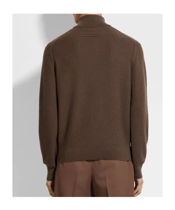 Zegna Long Sleeve Zip-up Jumper - Brown