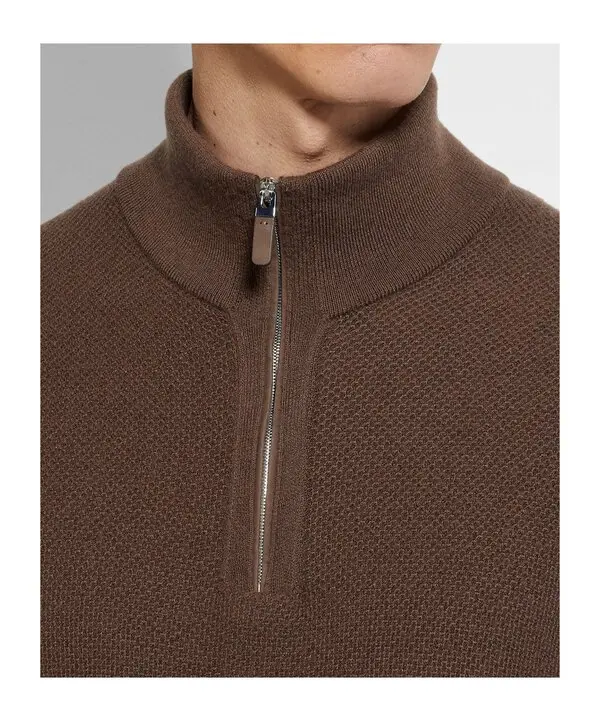 Zegna Long Sleeve Zip-up Jumper - Brown