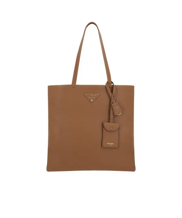 Prada Triangle Logo Top Handle Bag - Caramel Color