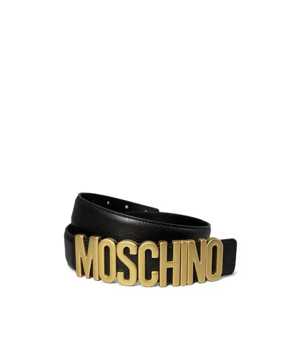 Moschino Buckle Leather Belt - Black