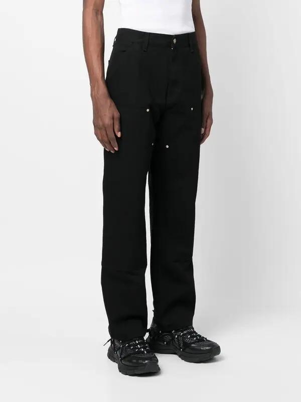 Carhartt Work In Progress Double Knee Logo Patch Straight-leg Trousers - Black