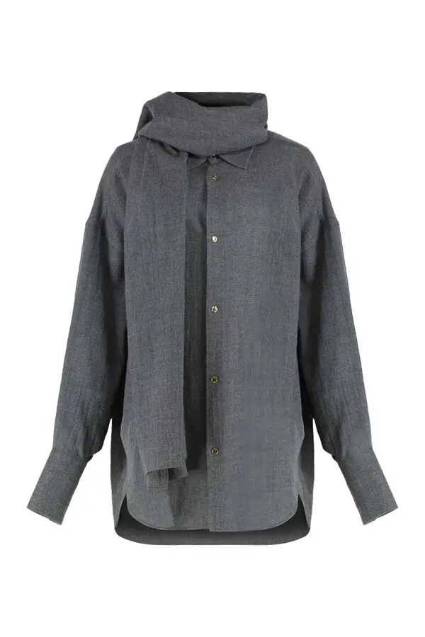 DARKPARK Georgia Draped Button-up Top - Gray