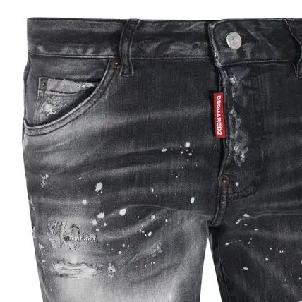 Dsquared2 Faded Effect Distressed Jeans - Black