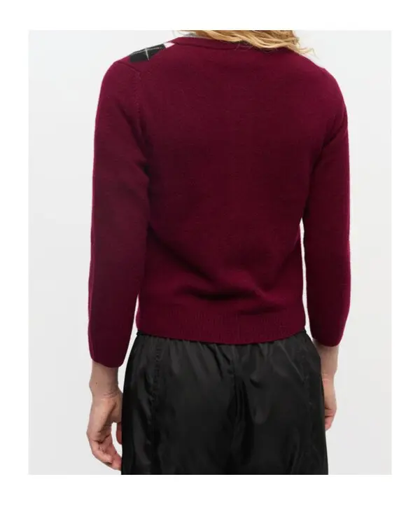 GANNI Crew Neck Argyle Cardigan - Multicolor