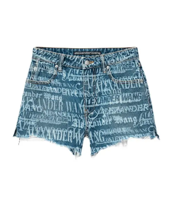 Alexander Wang All-over Logo Denim Shorts