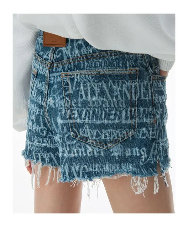 Alexander Wang All-over Logo Denim Shorts