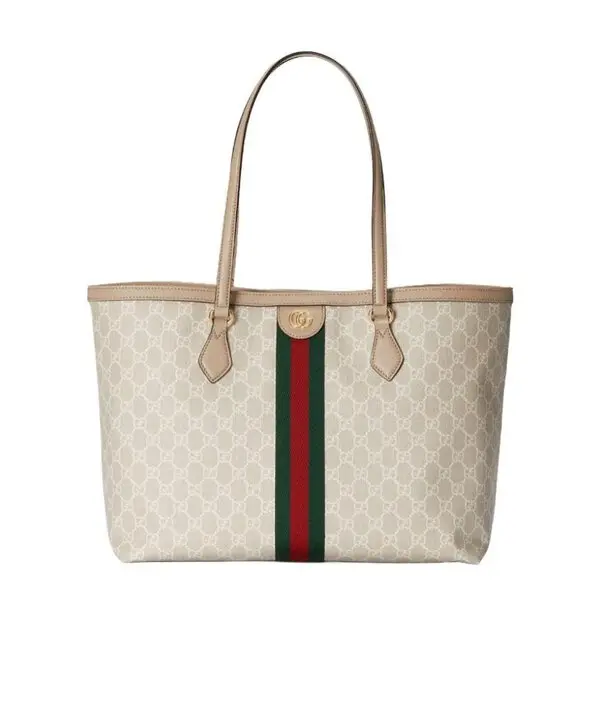 Gucci Ophidia Logo Plaque Tote Bag - White