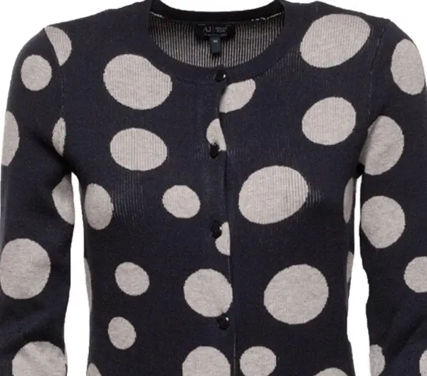 Emporio Armani Polka Dot Round Neck Long Sleeve Knitted Cardigan