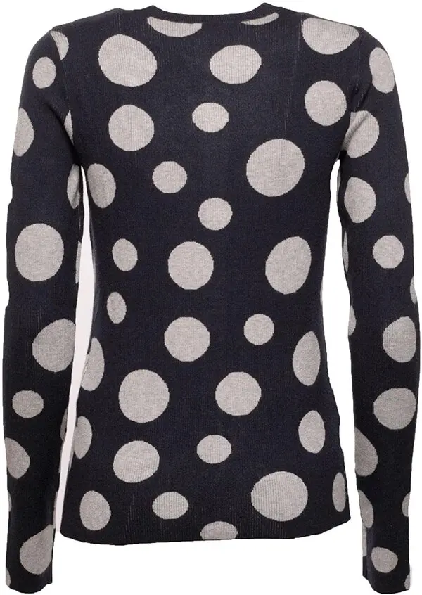 Emporio Armani Polka Dot Round Neck Long Sleeve Knitted Cardigan
