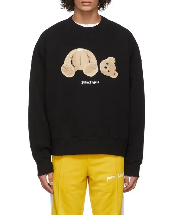 Palm Angels Logo Printed Crewneck Sweatshirt - Black