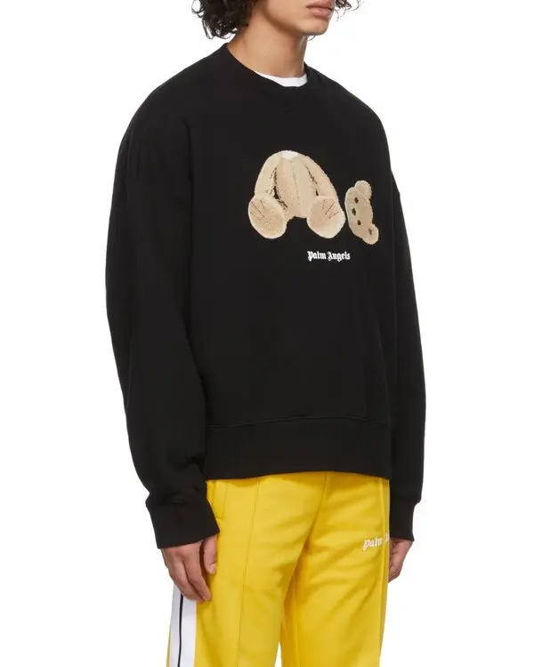 Palm Angels Logo Printed Crewneck Sweatshirt - Black