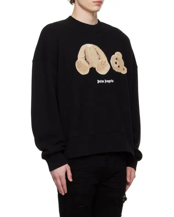 Palm Angels Logo Printed Crewneck Sweatshirt - Black