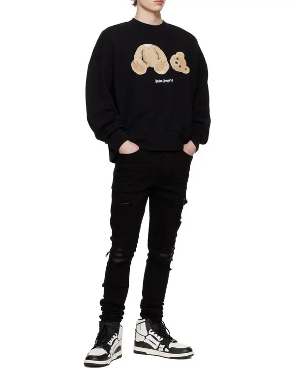 Palm Angels Logo Printed Crewneck Sweatshirt - Black