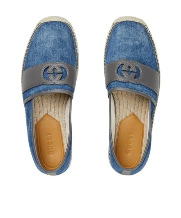 Gucci Interlock G Cut Out Denim Espadrilles