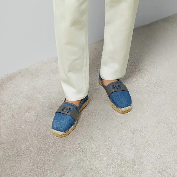 Gucci Interlock G Cut Out Denim Espadrilles