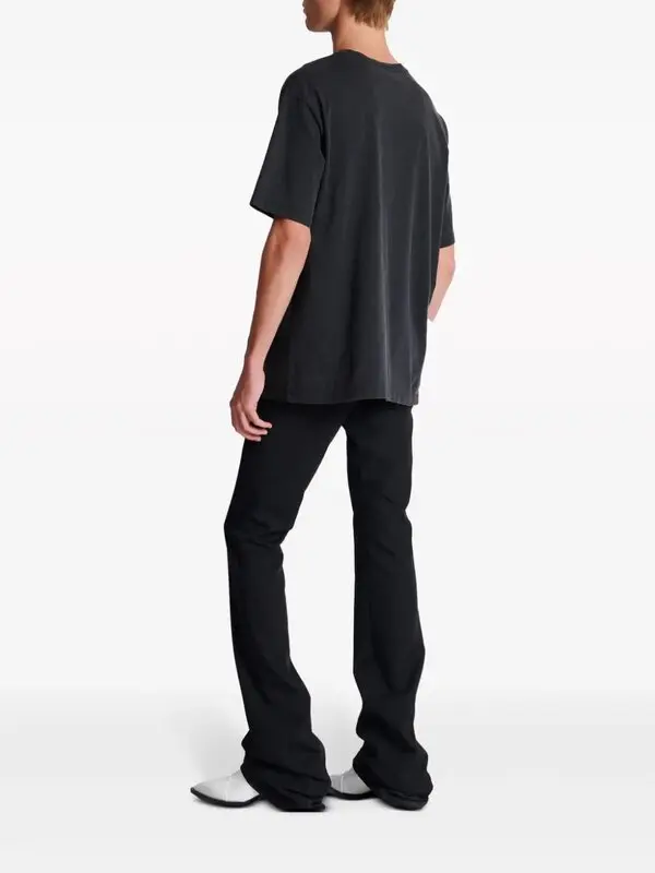 Balmain Logo Embroidered Crewneck T-shirt - Black