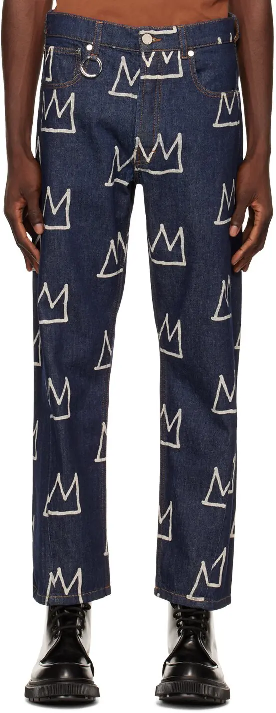 ETUDES Crown Printed Logo Patch Jeans