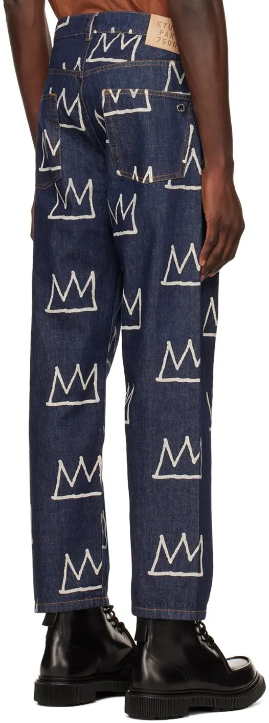 ETUDES Crown Printed Logo Patch Jeans