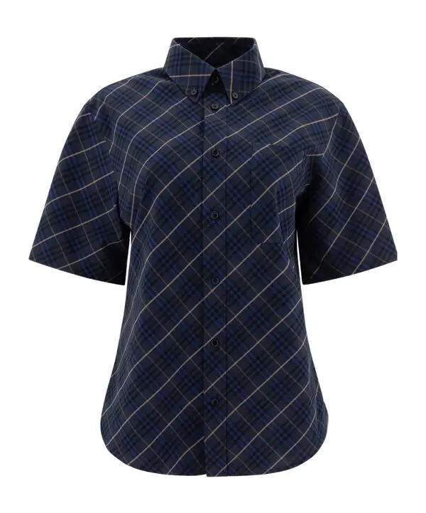 Burberry Checked Short Sleeve Shirt - Blue