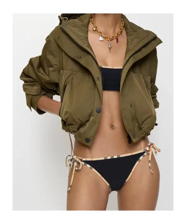 Burberry Check-trim Side-tied Bikini Bottoms - Black