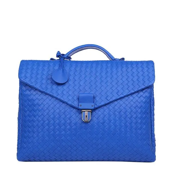 Bottega Veneta Intrecciato Weaving Briefcase - Blue