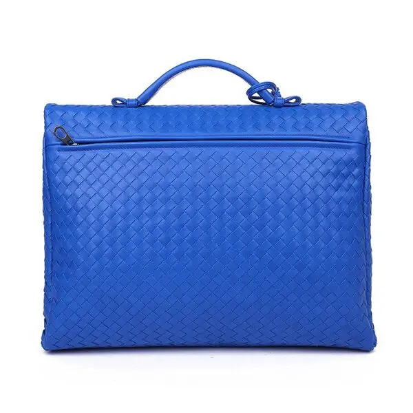 Bottega Veneta Intrecciato Weaving Briefcase - Blue
