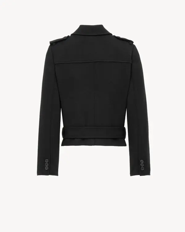 Saint Laurent Double-breasted Officer's Jacket With Peak Lapels