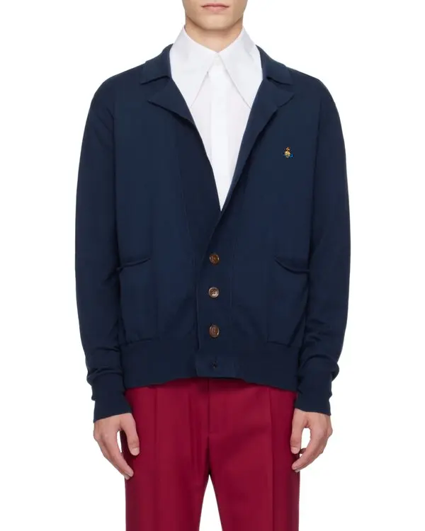 VIVIENNE WESTWOOD Orb-embroidered V-neck Cardigan - Black