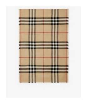 Burberry Check Printed Frayed Edge Scarf - Nude