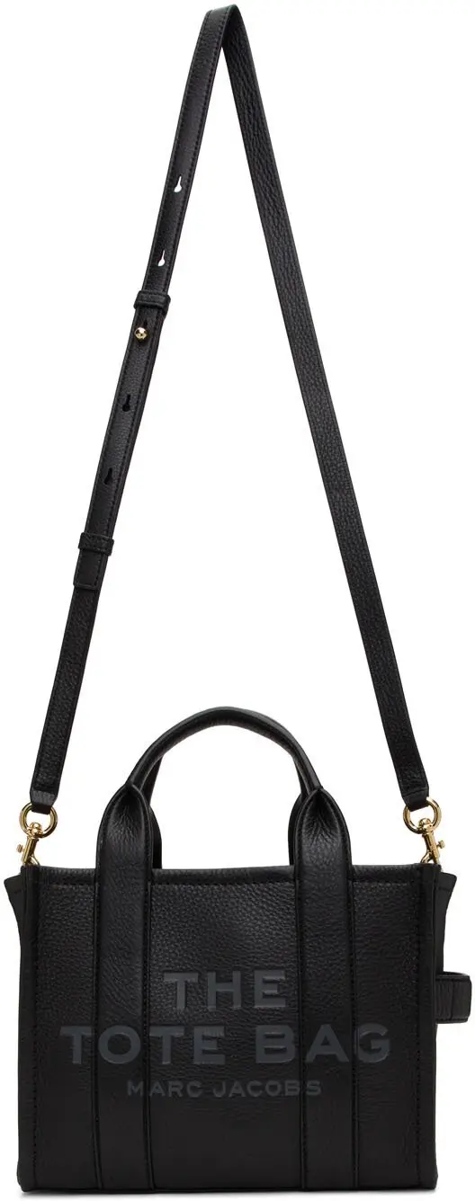 Marc Jacobs Logo Embossed Leather Shoulder Bag - Black